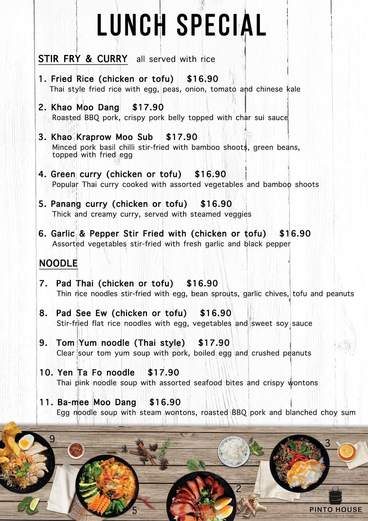 Menu at Pinto House - Thai Restaurant & Cafe, Maroochydore