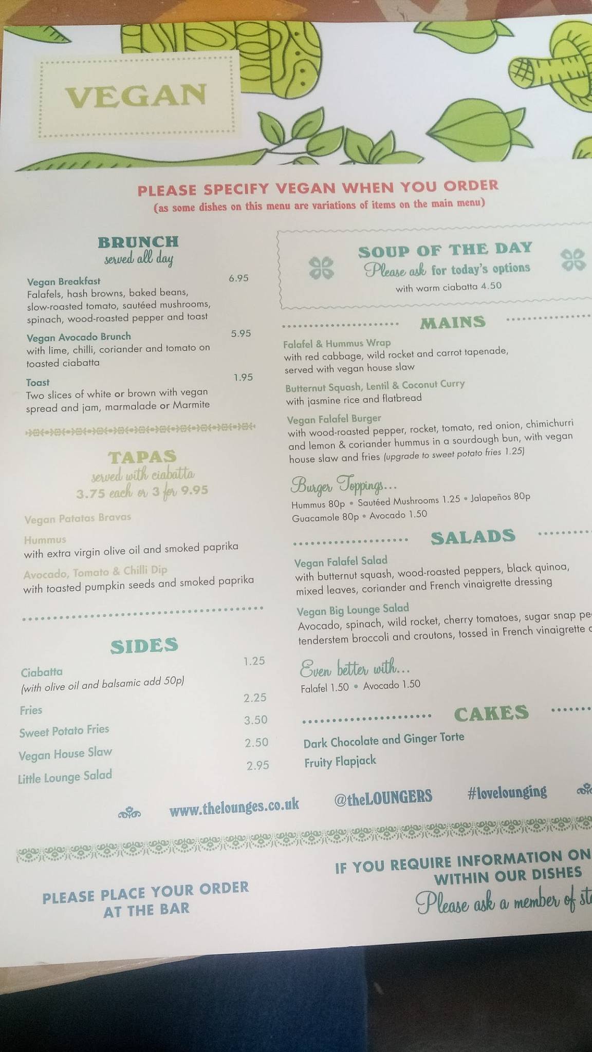 Menu at Pinto Lounge pub & bar, Banbury