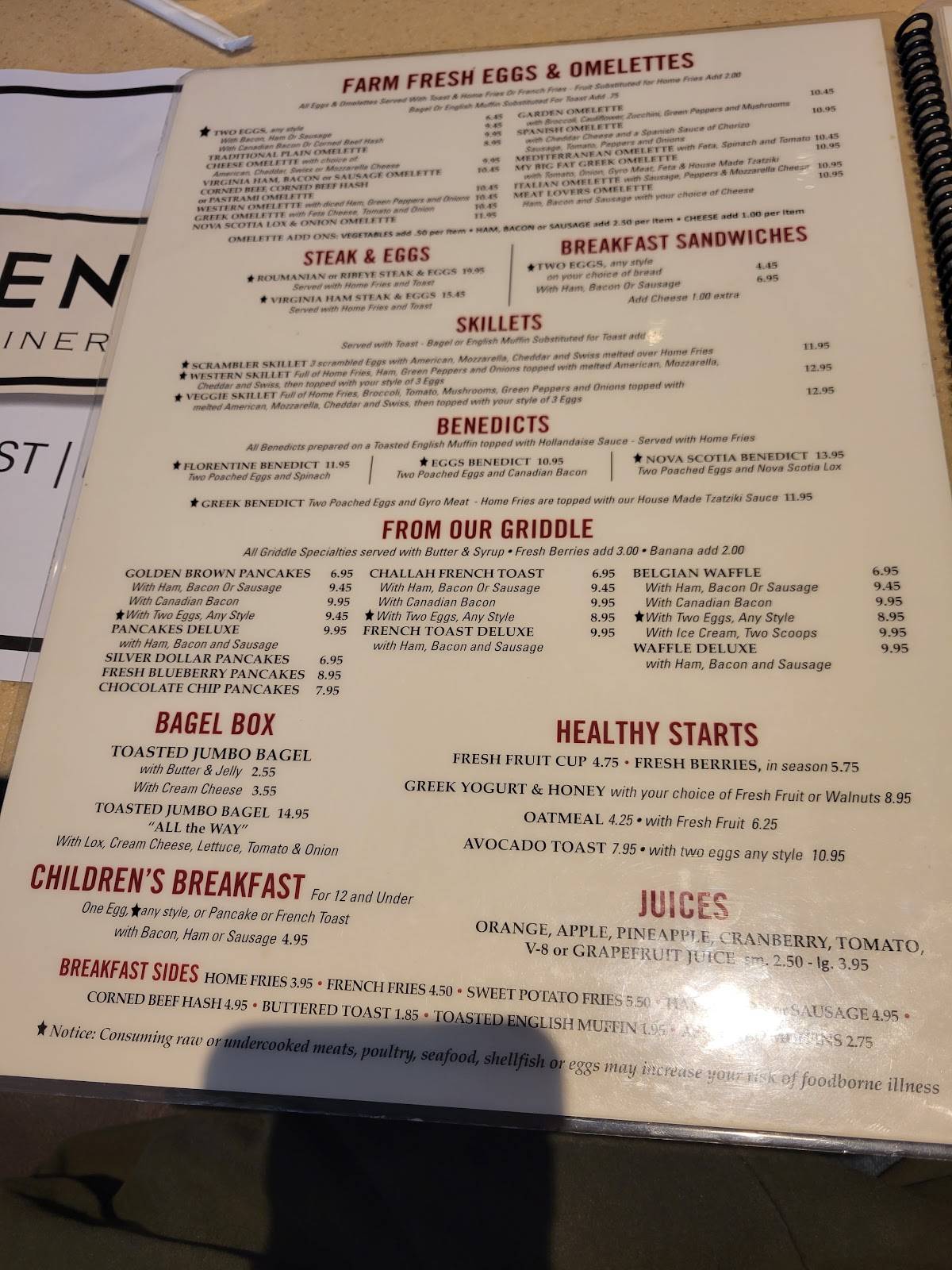 Menu at Central Diner & Grille restaurant, Pittsburgh