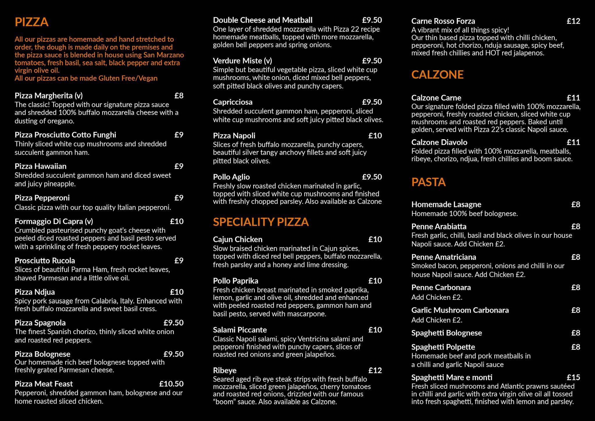 Menu at Pizza 22 Northowram pizzeria, Halifax