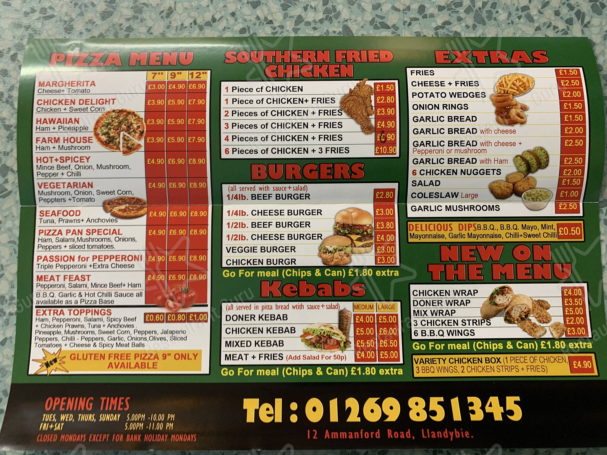 Menu at Pizza Pan fast food, Ammanford