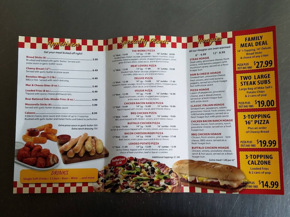 Menu at Pizza Plus restaurant, New Carlisle