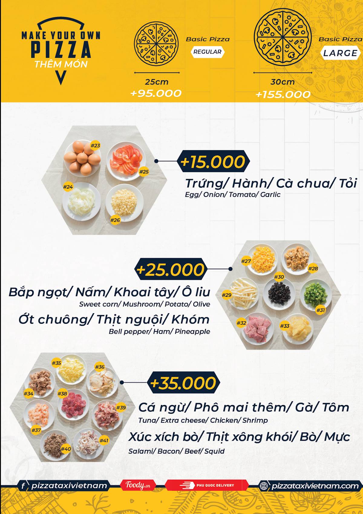 Menu at Pizza Taxi restaurant, Phu Quoc, 2 Đ. Lý Thường Kiệt