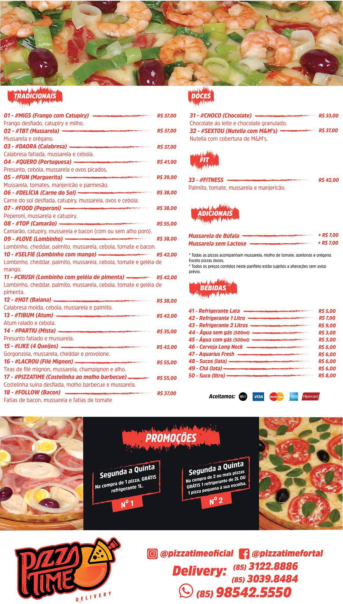 Menu at Pizza Time pizzeria, Fortaleza, 2133 lj 03
