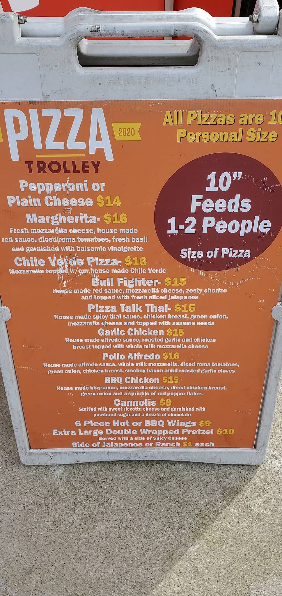 Menu at Pizza Trolley pizzeria, San Diego, Production Ave Ste A