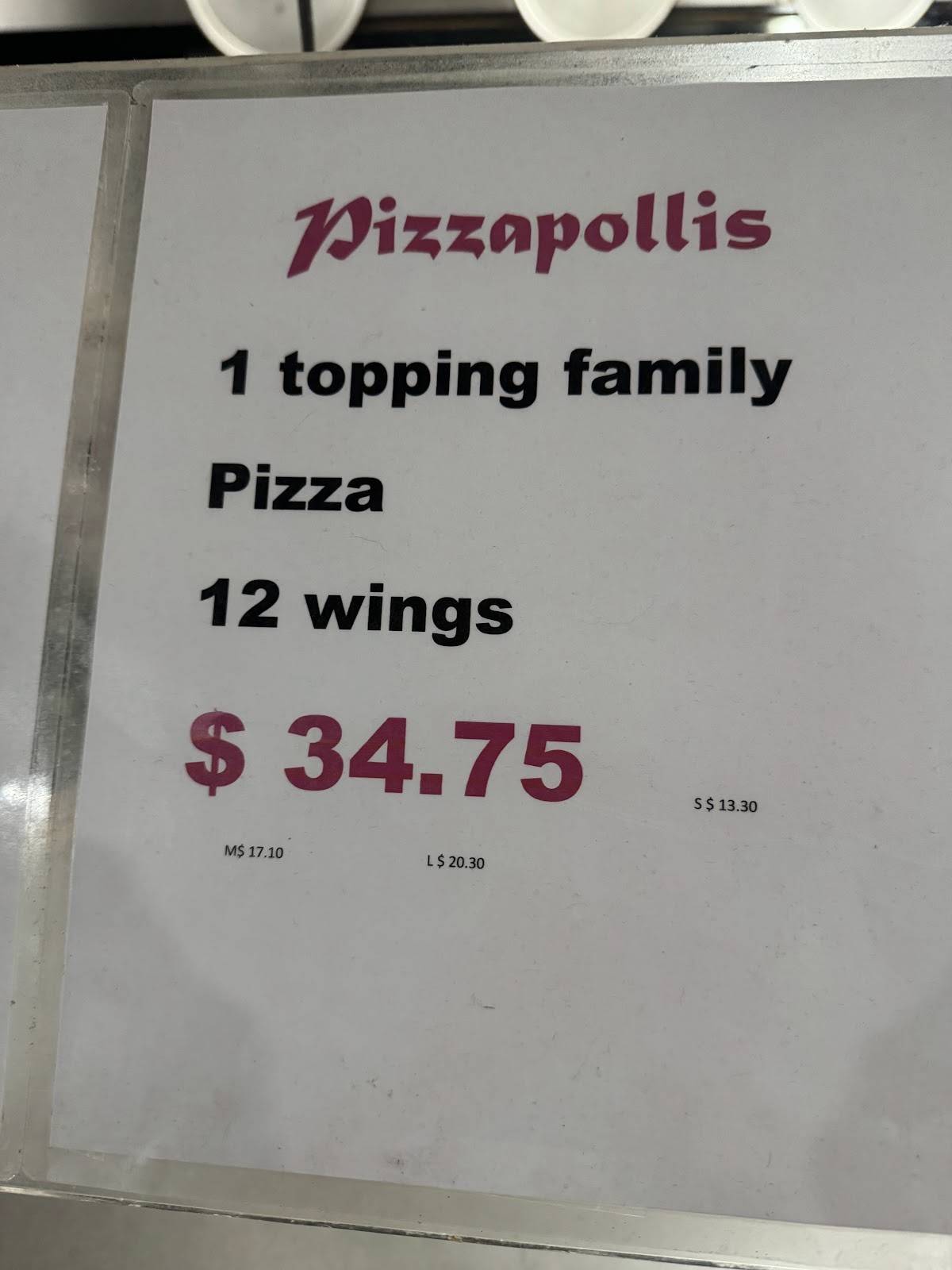 Menu at Pizzapollis restaurant, Nogales