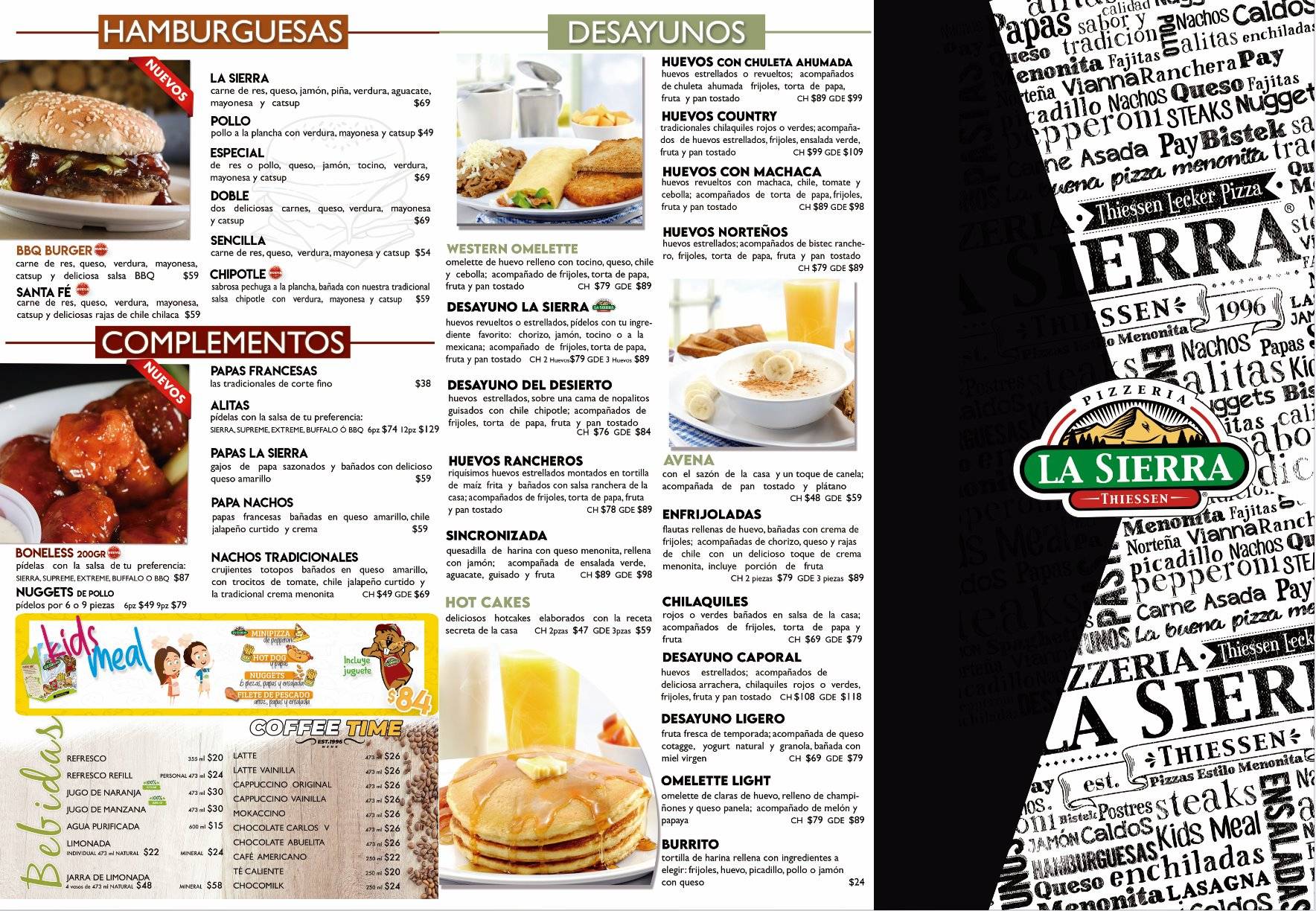 Carta de Pizzería La Sierra km.19 Cuauhtémoc Municipality, Mexico