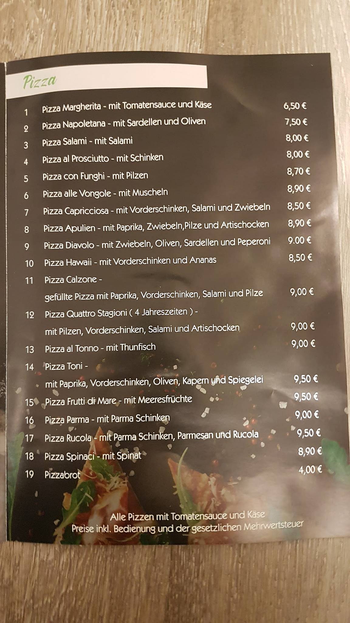 Speisekarte von Da Toni pizza, Schömberg
