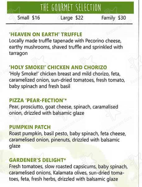 Menu at Farmhouse Pizza pizzeria, Manjimup