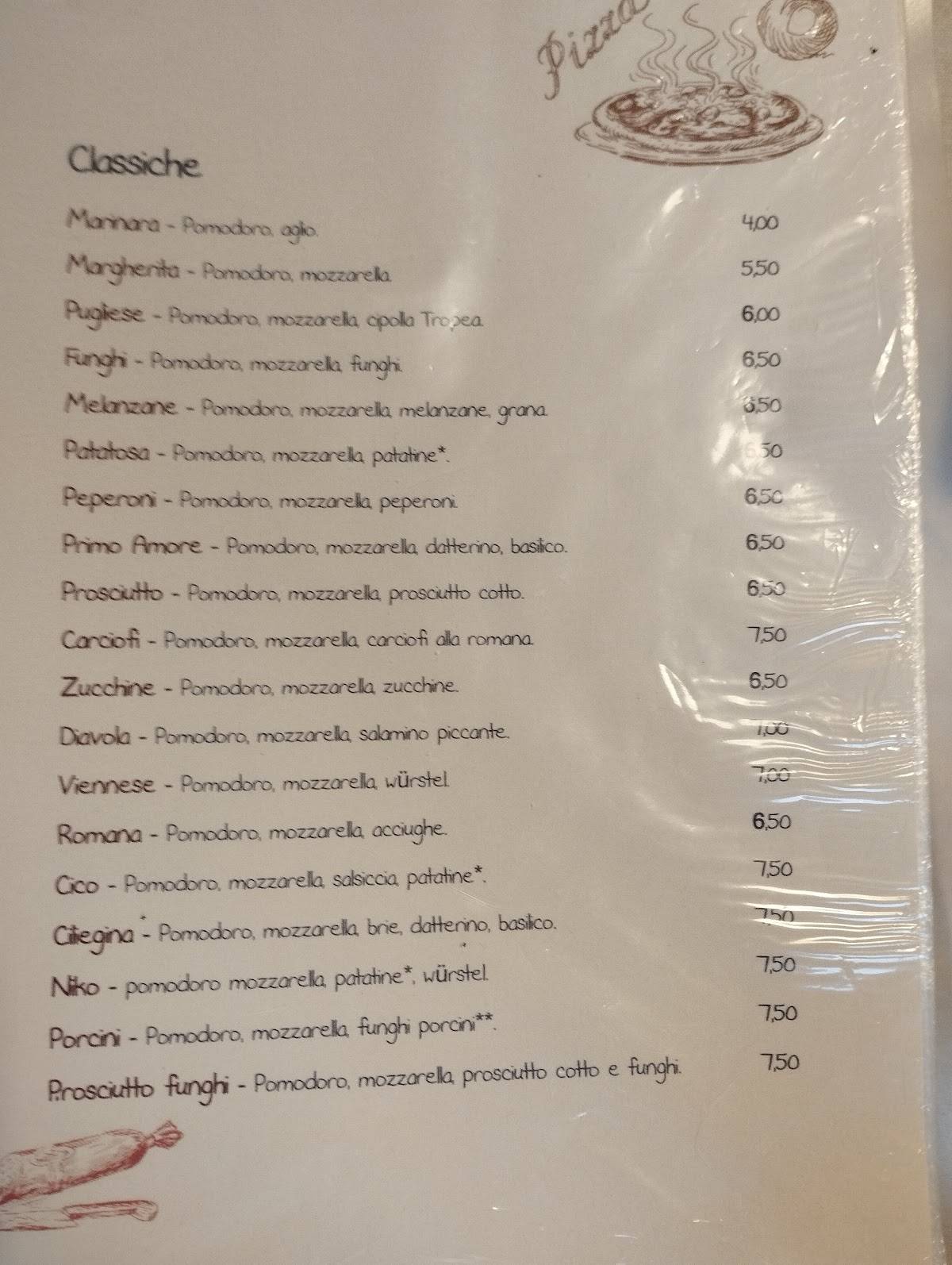 Menu au Pizzeria Giardino, Lancenigo