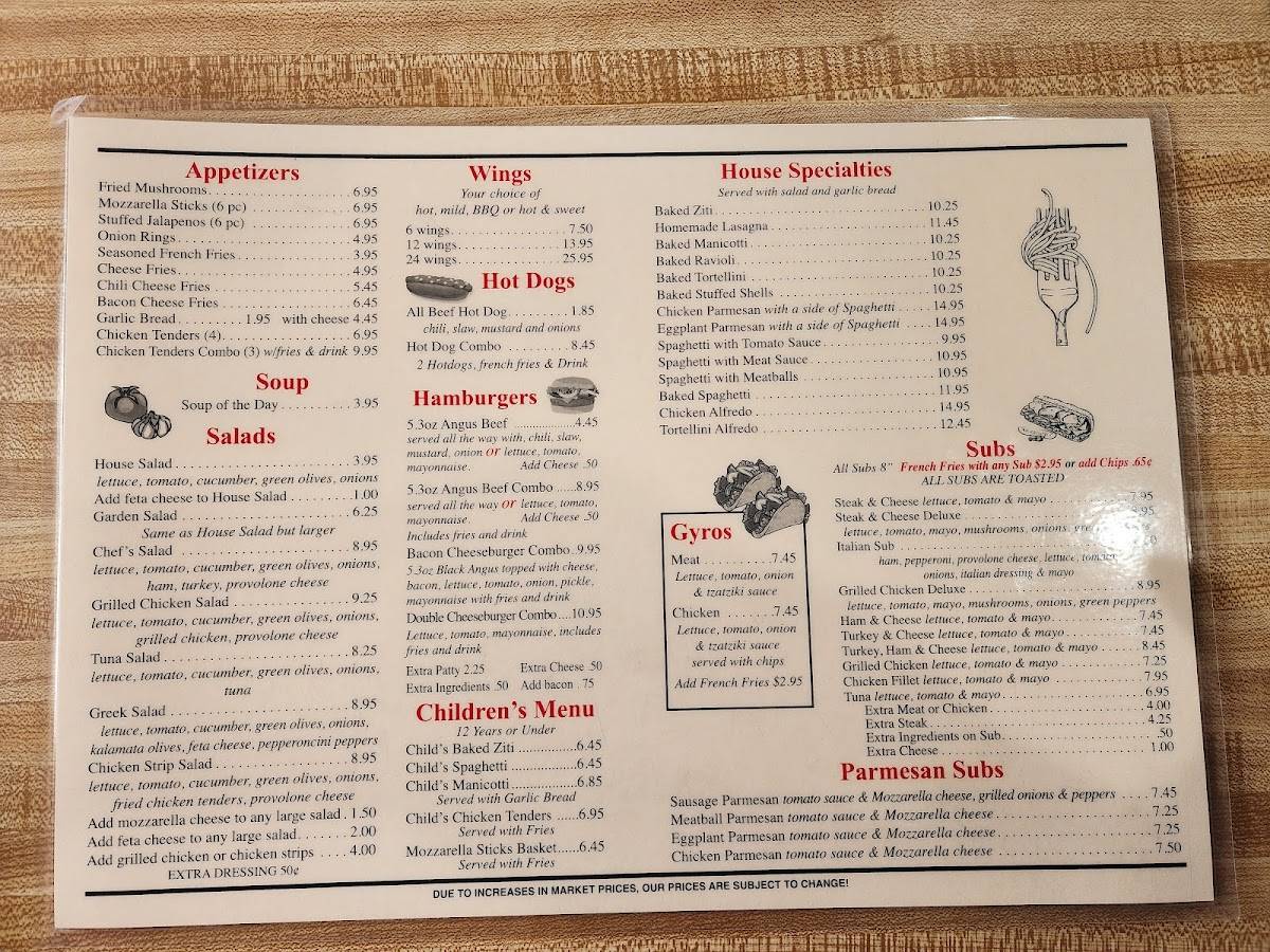 Menu at Hawkins Grill & Pizzeria, Sanford
