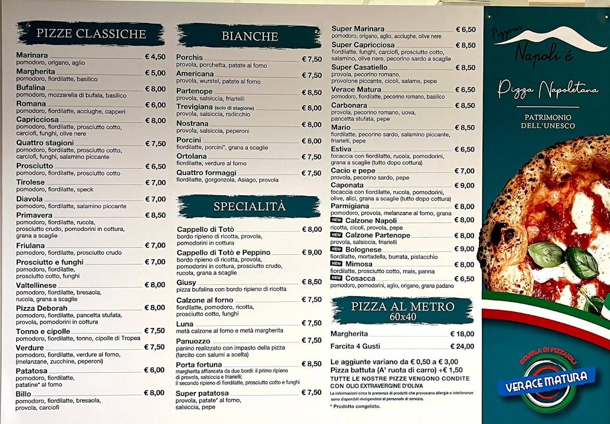 Menu da Pizzeria Napoli È, Marostica