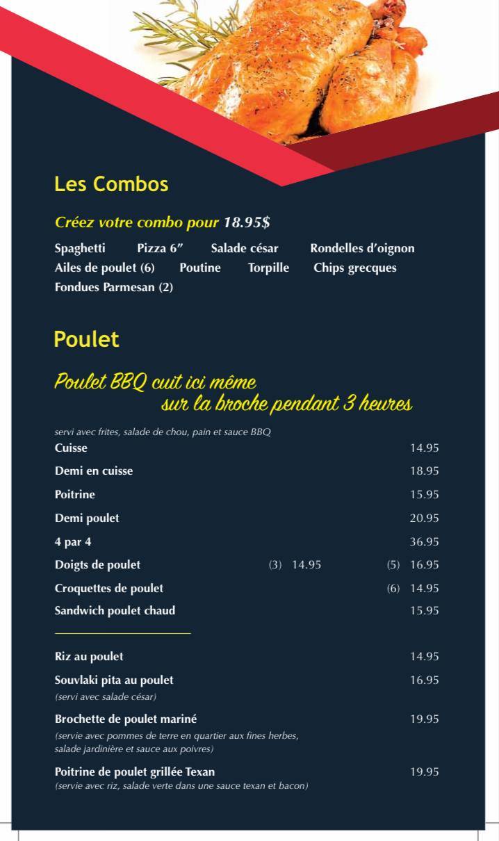 Menu at Resto Bar Hélène, Valcourt