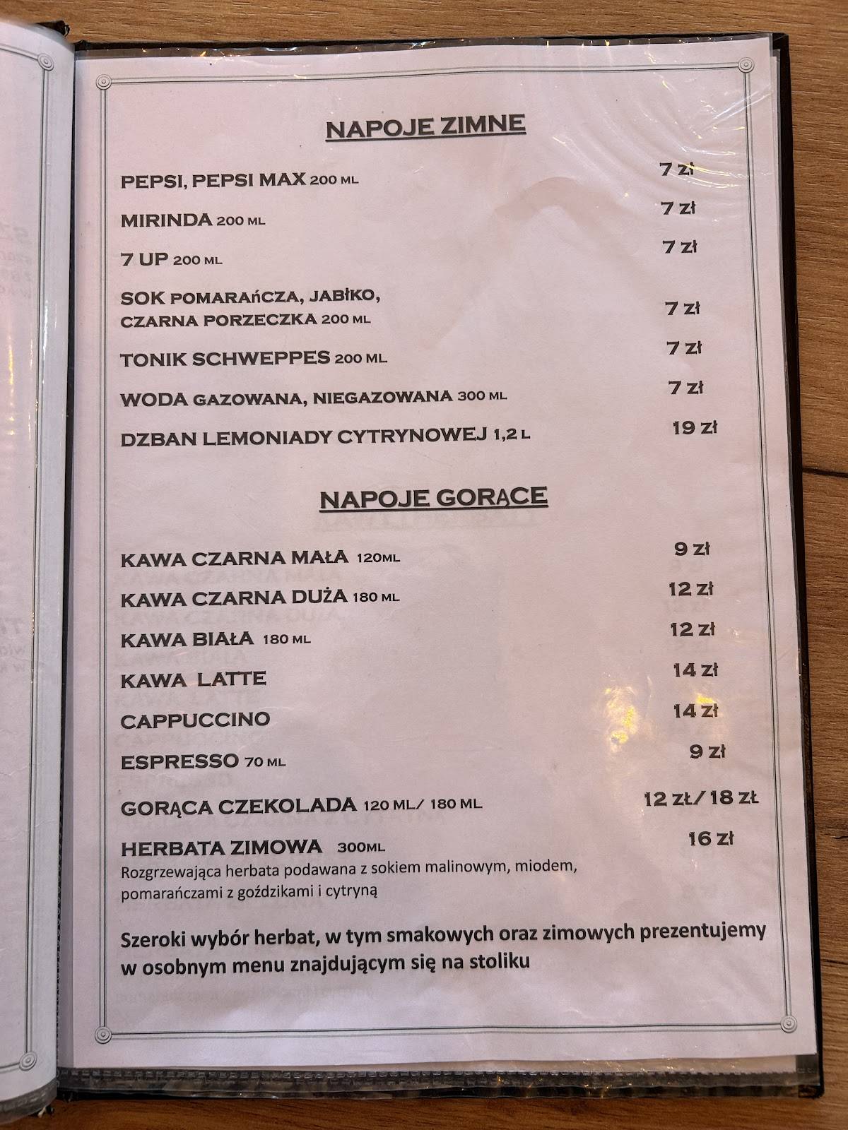 Menu at Pizzeria Sebastiano, Sosnowiec