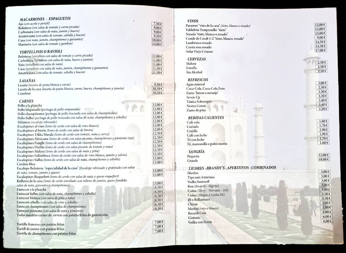 Carta de Pizzeria Sidhu, Santa Eulalia Del Rio, Residencial Santa Eulalia