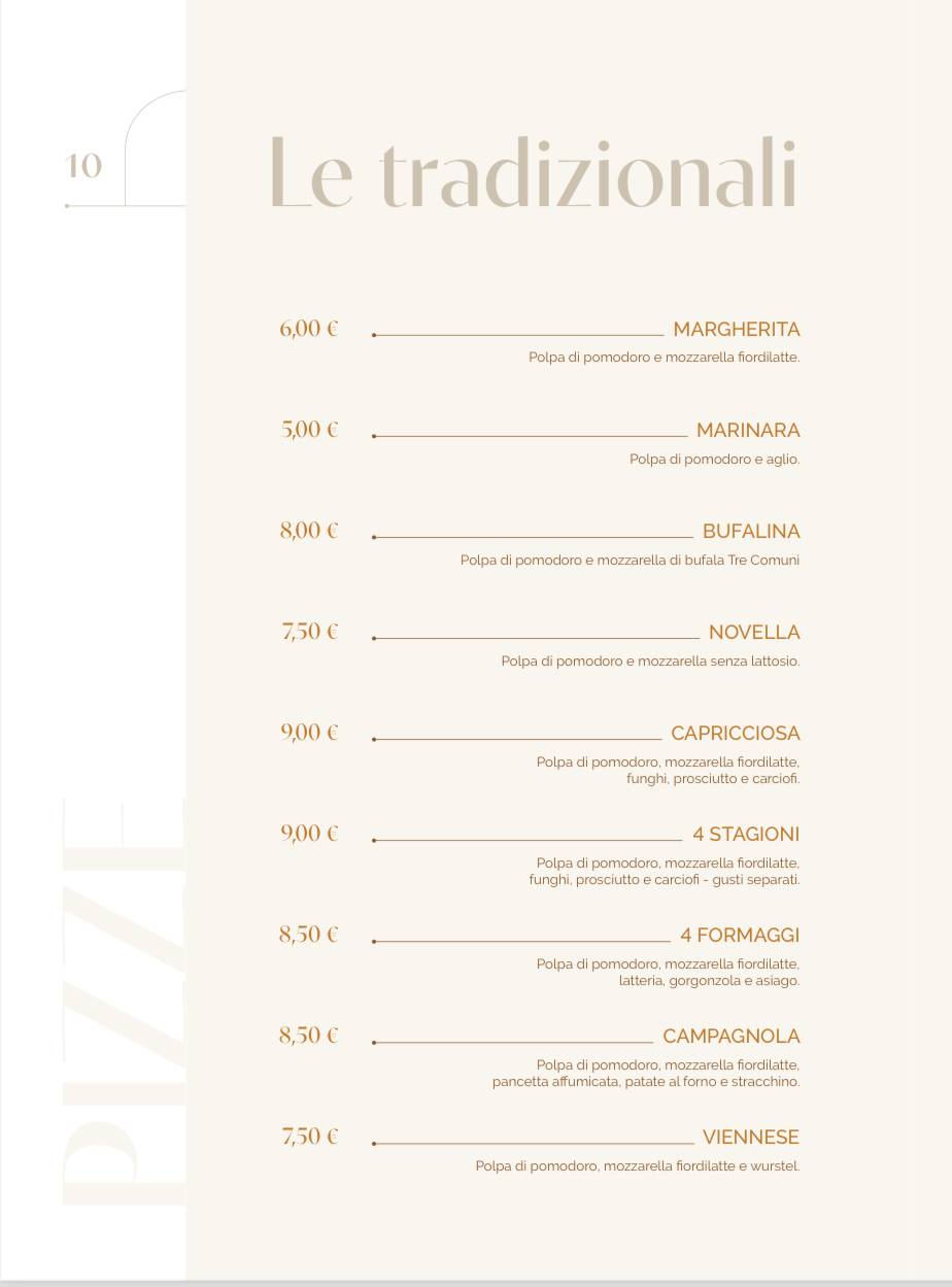 Menu at Pizzeria e Trattoria La Rosta da Occhial, Fossalunga