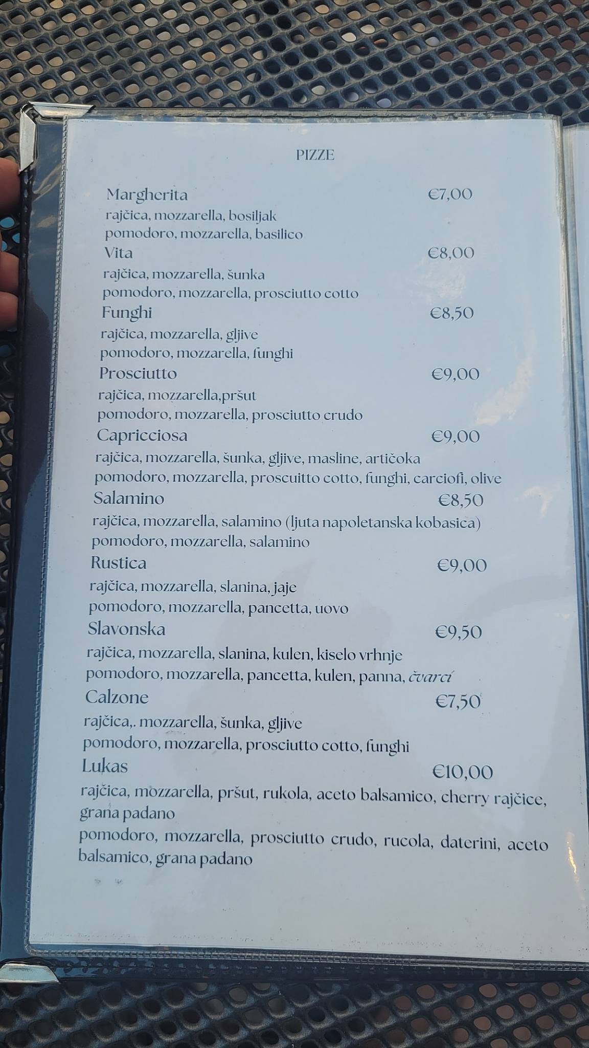 Menu at Pizzeria & Bistro Lukas, Lipik