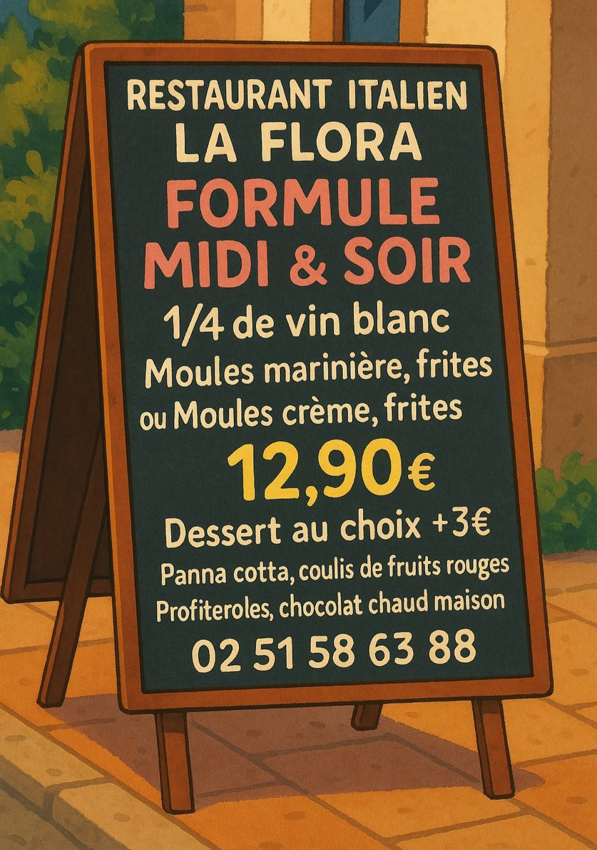 Menu au La Flora restaurant, Saint-Jean-de-Monts