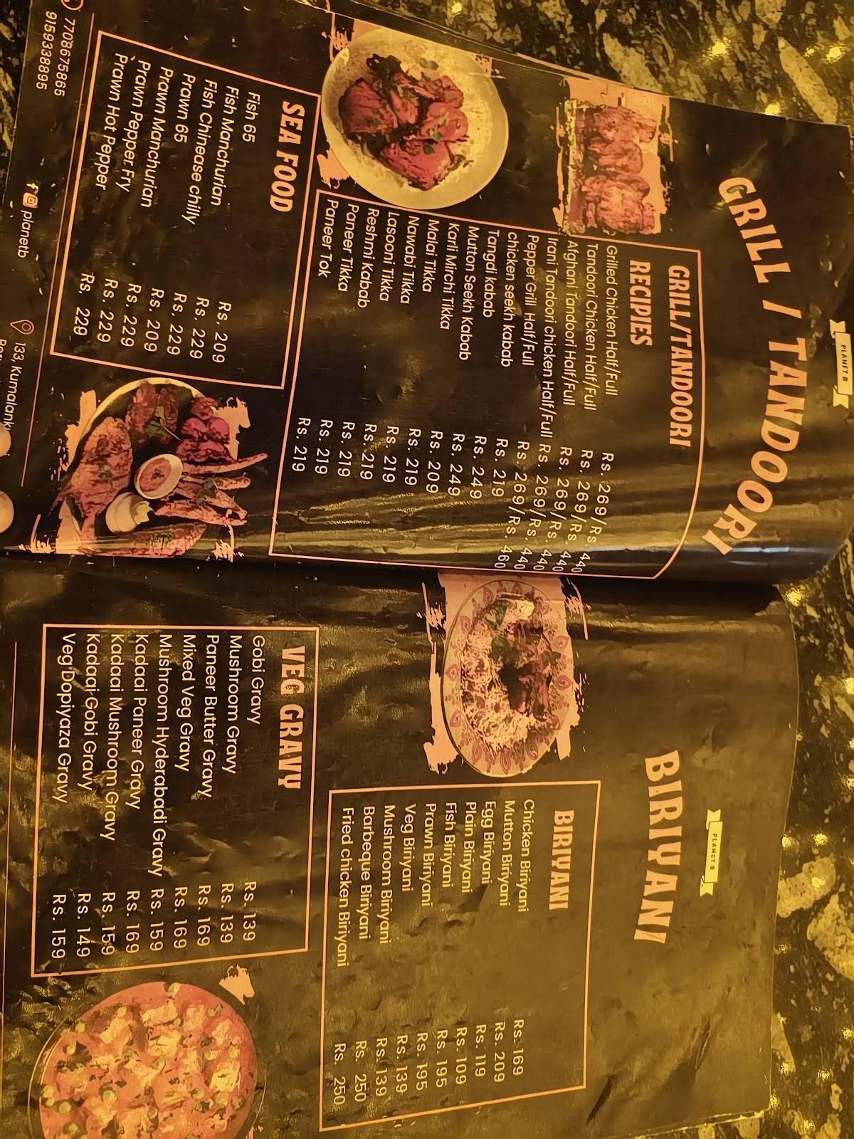 Menu at Planet B Family Restaurant, Erode