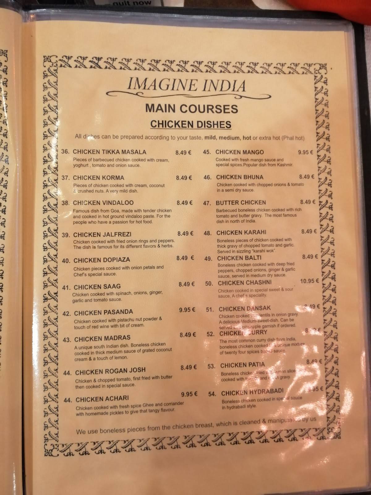 Menu at Imagine India Curry & Tandoori Grill Restaurant, Playa Blanca ...
