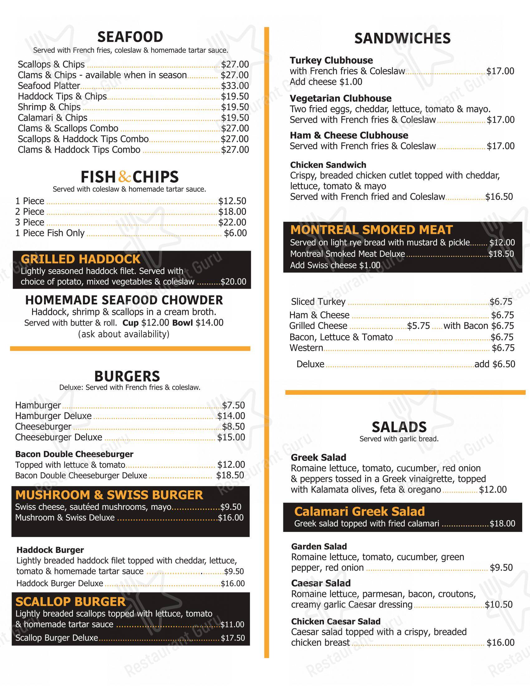 Menu at Pleasant Street Diner restaurant, Dartmouth