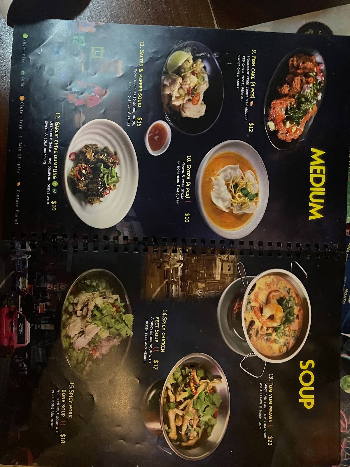 Menu at Pochana restaurant, Brisbane City