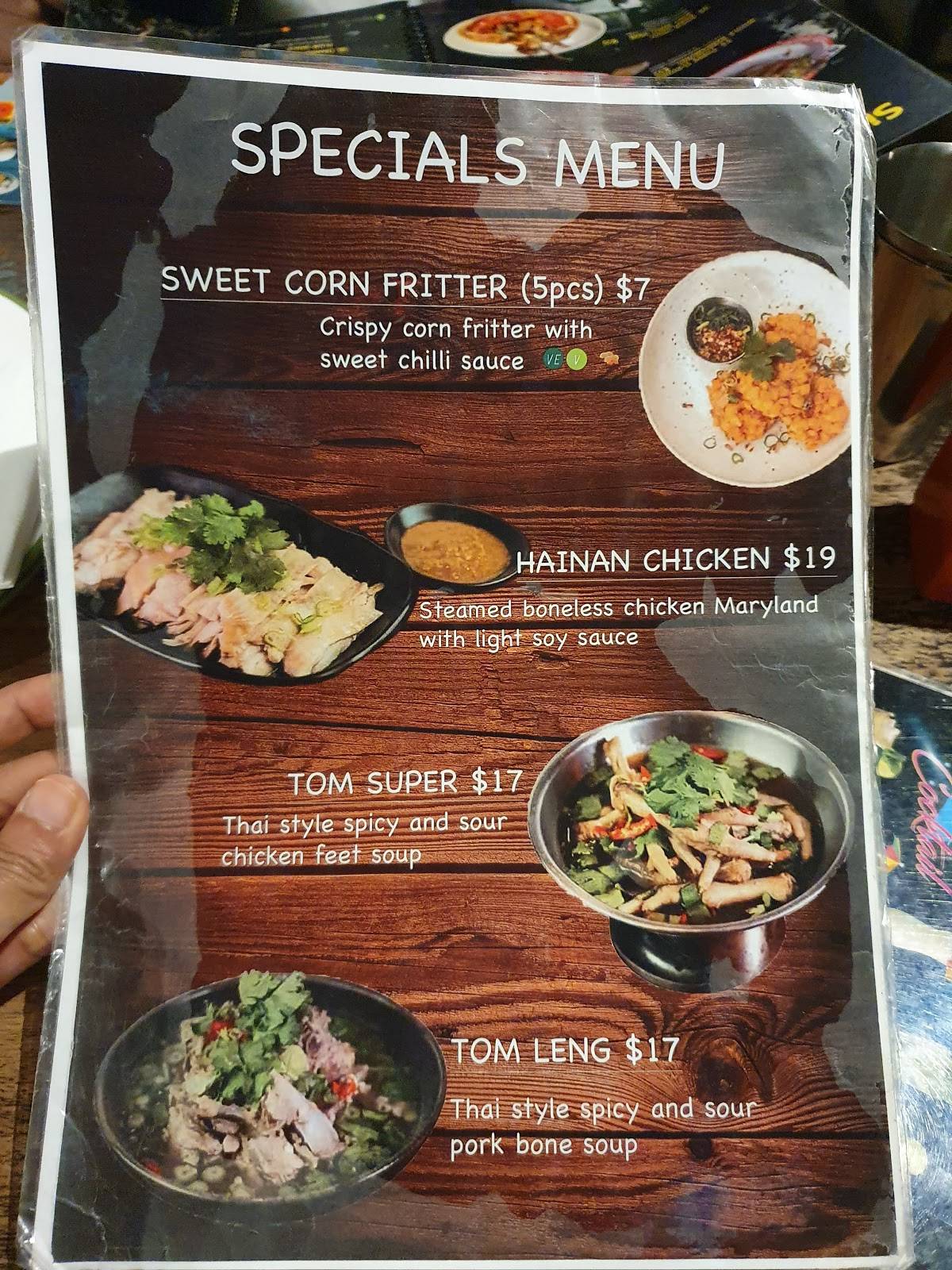 Menu at Pochana restaurant, Brisbane City