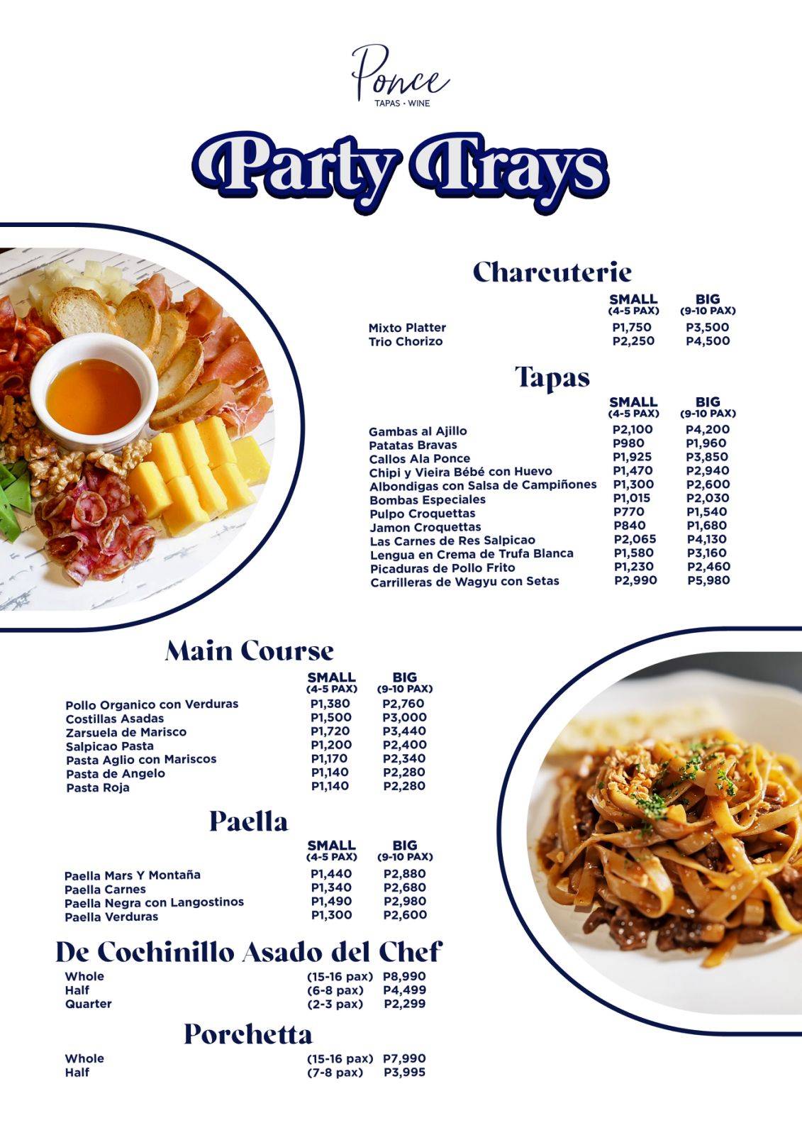 Menu at Ponce restaurant, Quezon City
