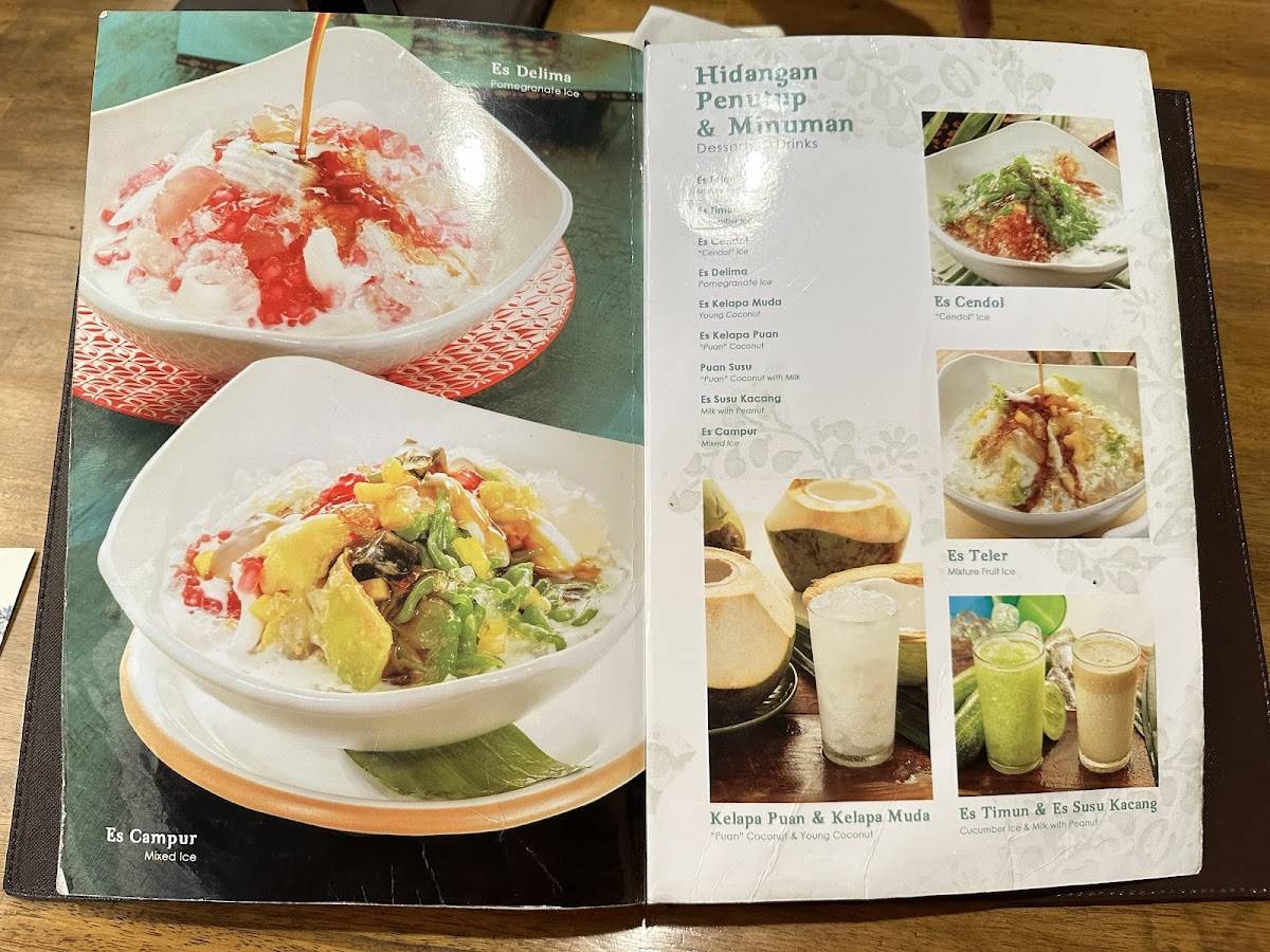 Menu at Pondok Laguna restaurant, Central Jakarta, Jl. Batu Tulis Raya ...