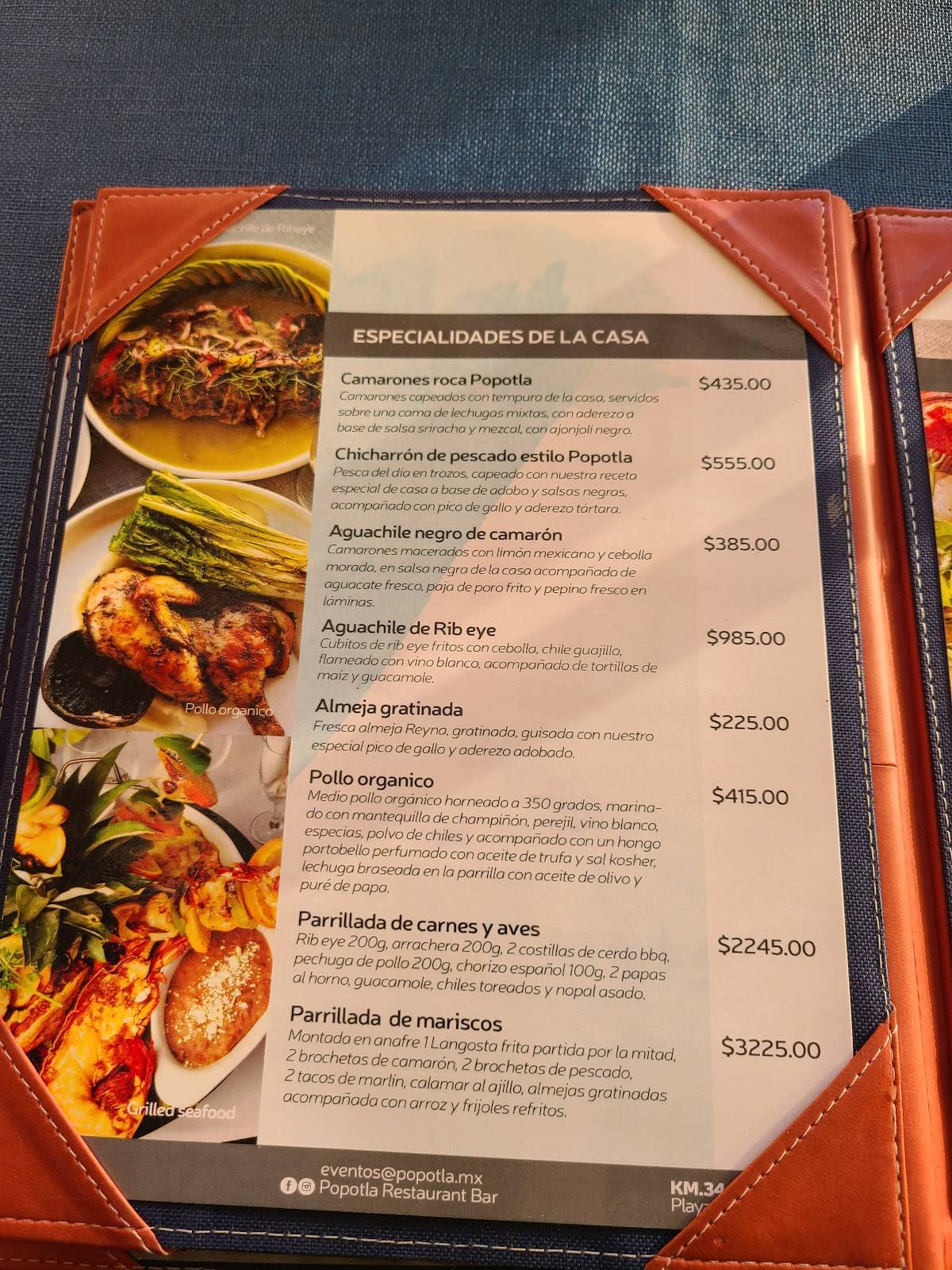 Carta de Restaurant&Bar Popotla, Rosarito