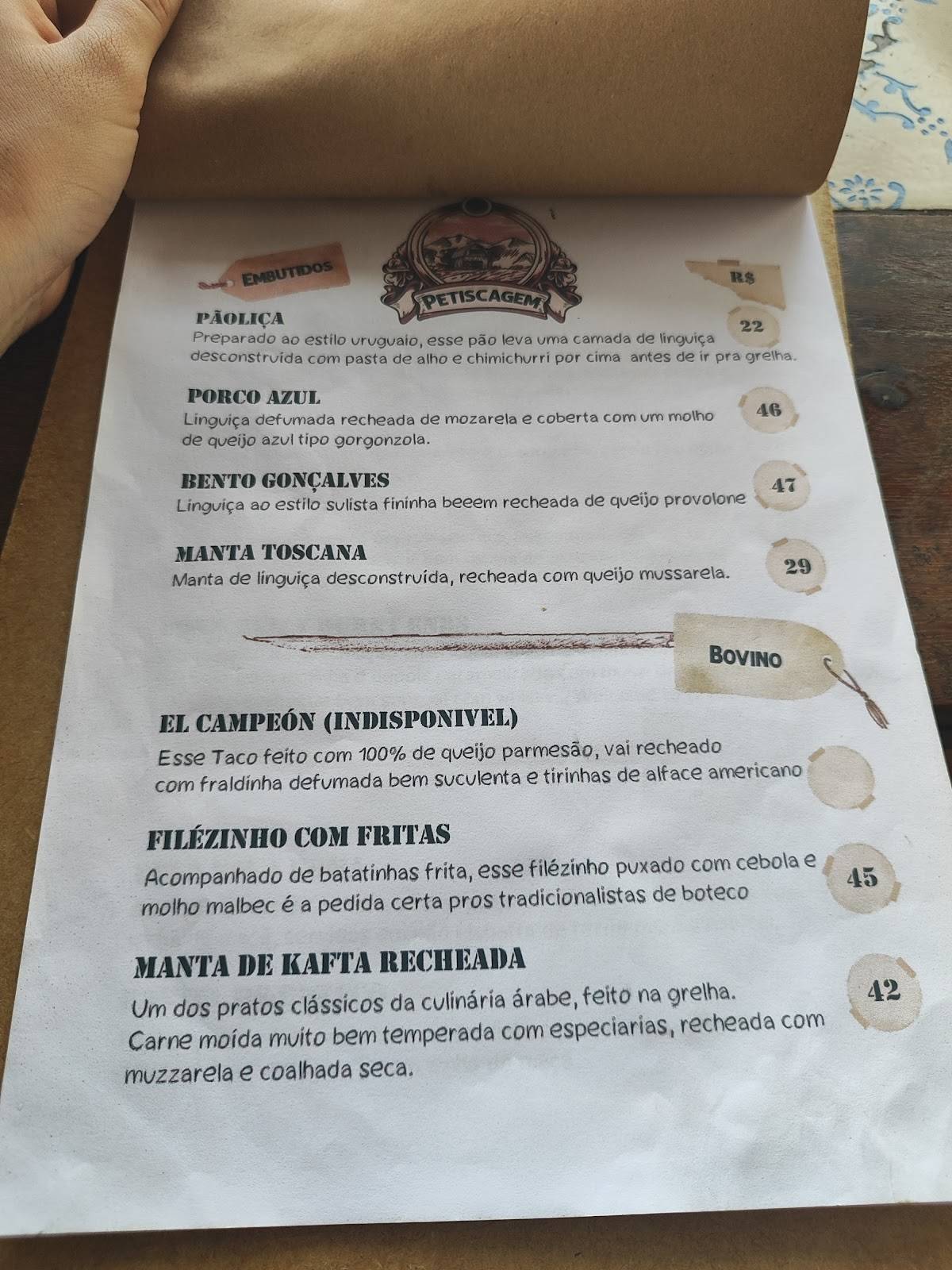 Menu at Porco Voador Belém restaurant, Belém