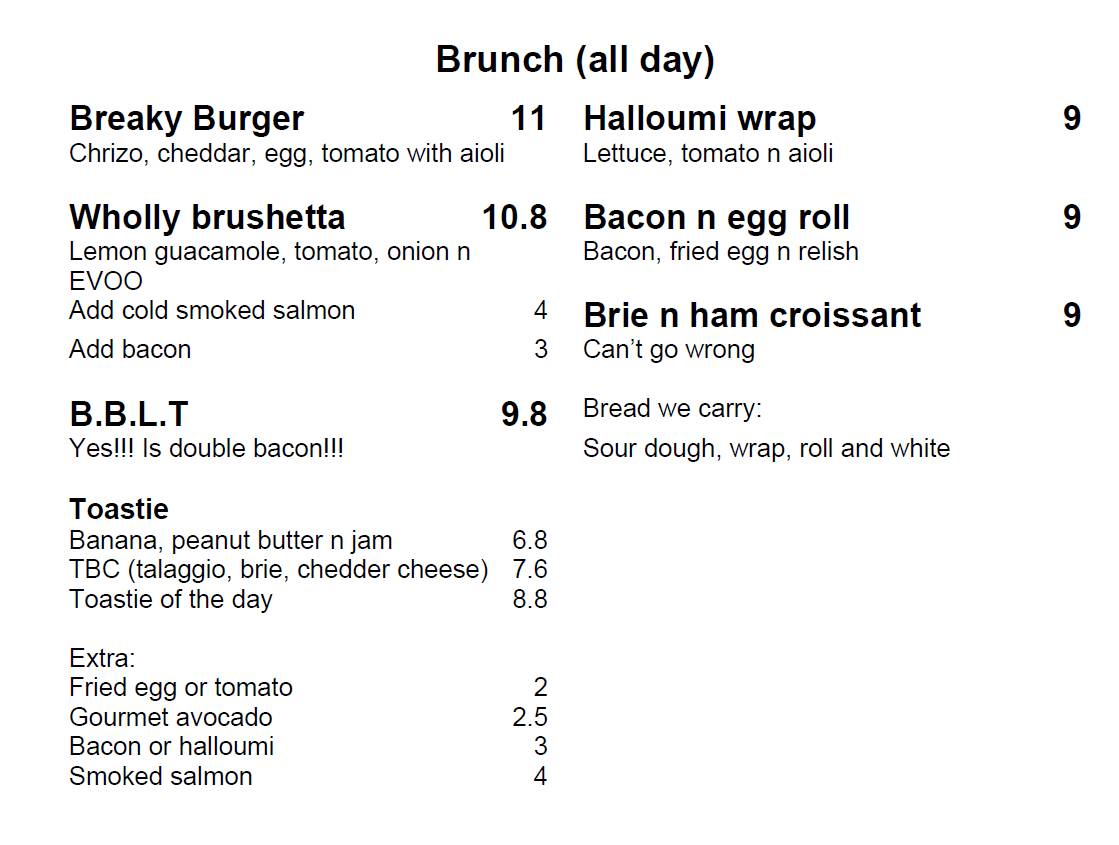 Menu at Pork Hub cafe, Alexandria