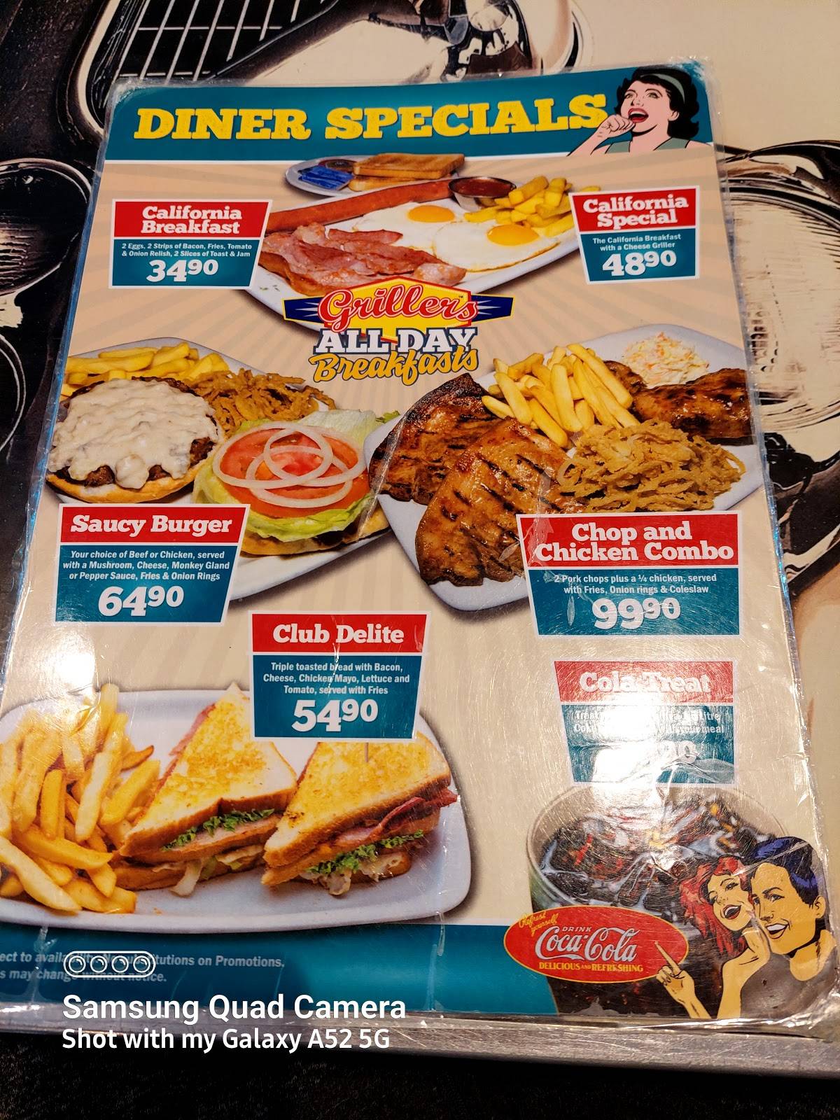 Menu at Grillers restaurant, Port Elizabeth