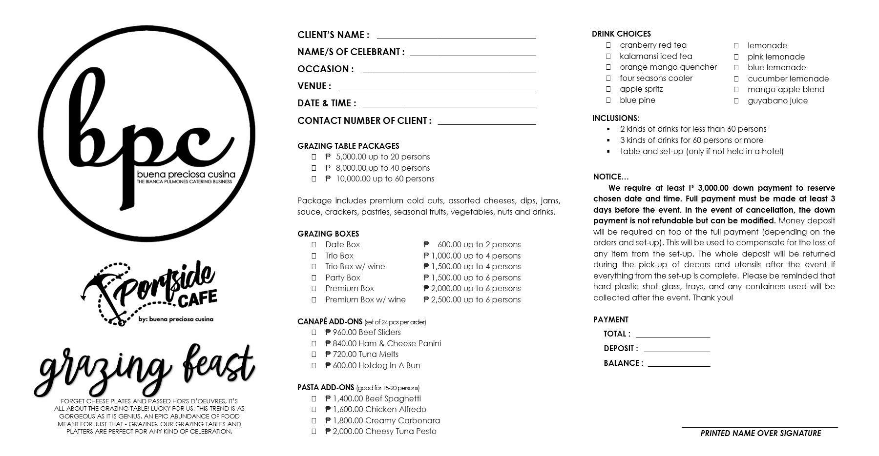 Menu at Portside Cafe, Pagadian City