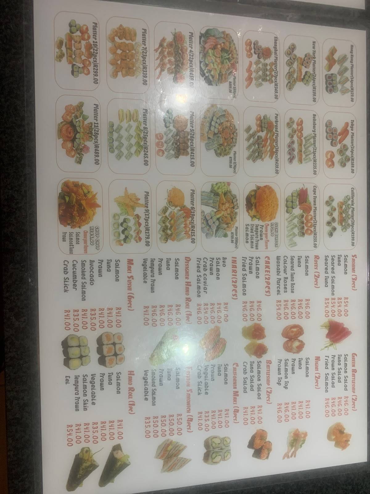 Menu at Tataki restaurant, Pretoria, ZA Pretoria Moreleta Square ...