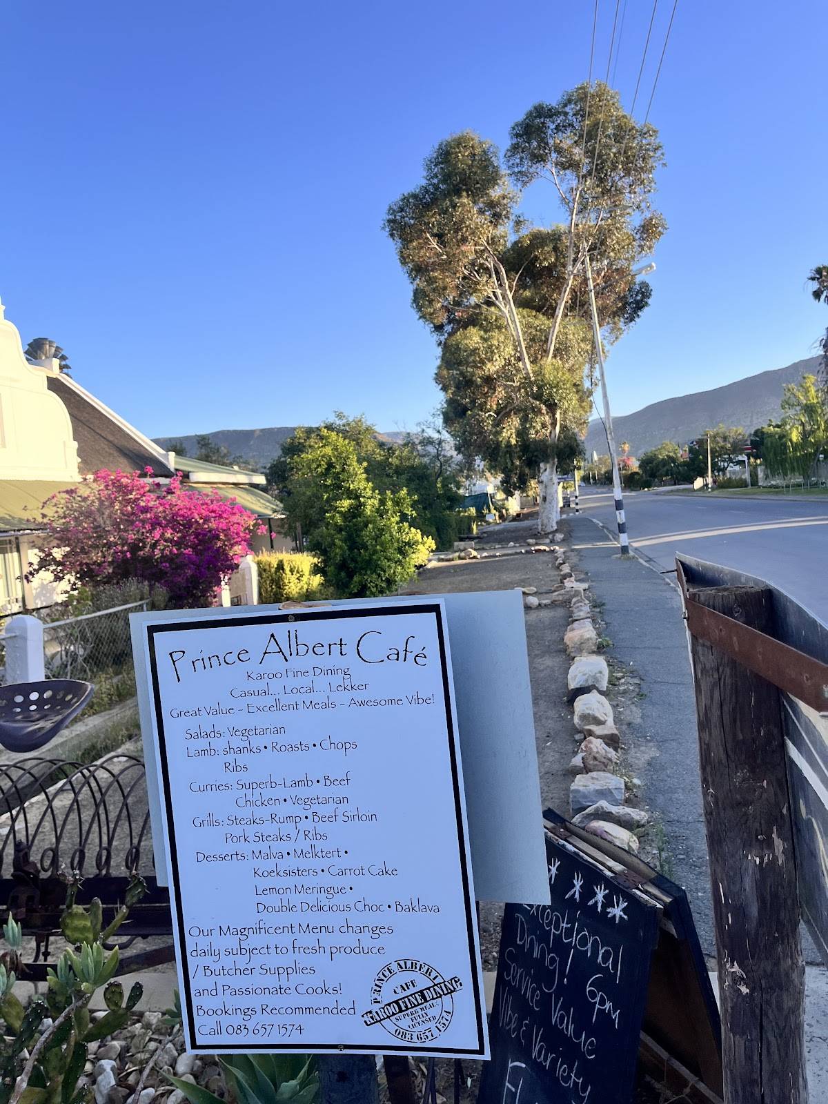 Menu at Prince Albert Cafe, Prince Albert