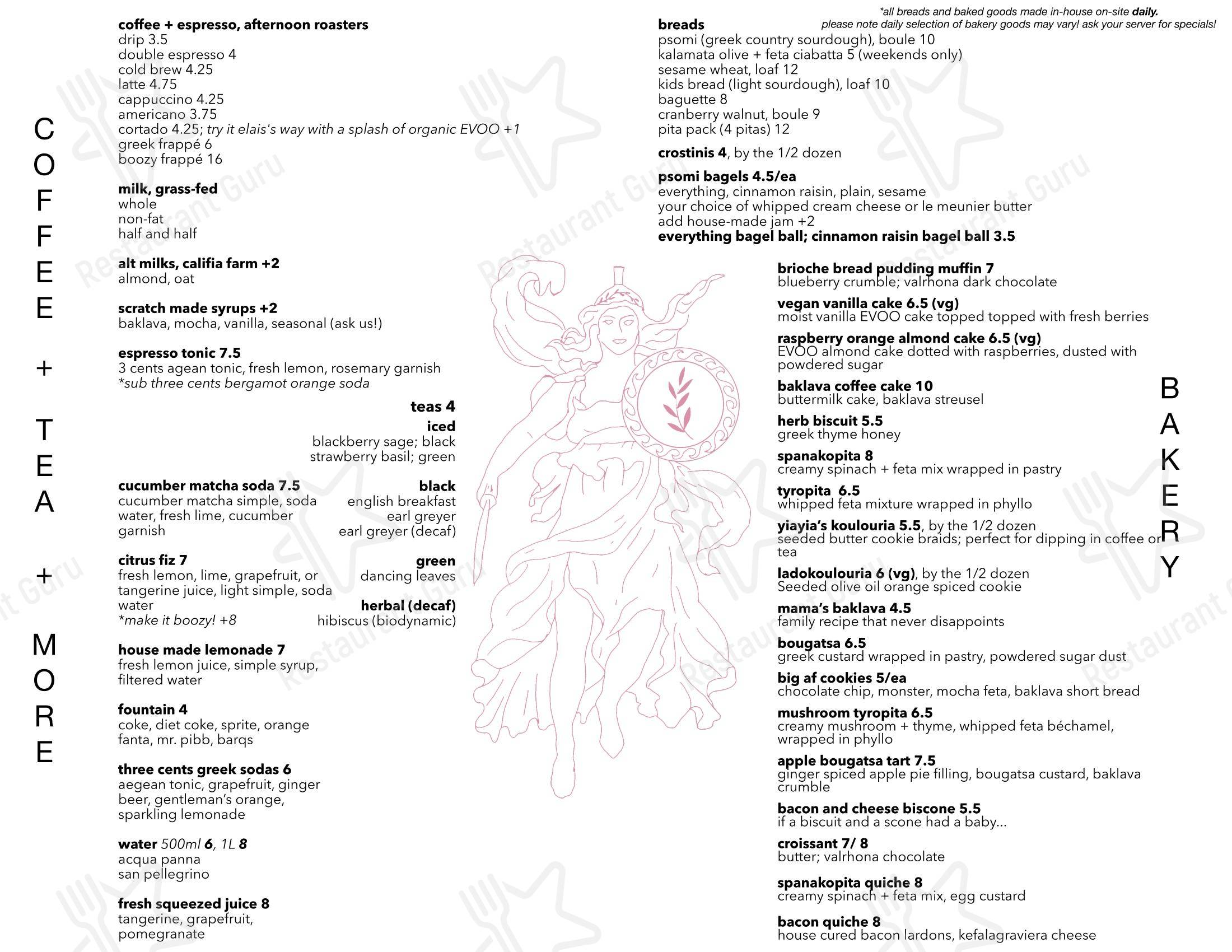 Menu at Psomi restaurant, Tampa, 701 N Howard Ave