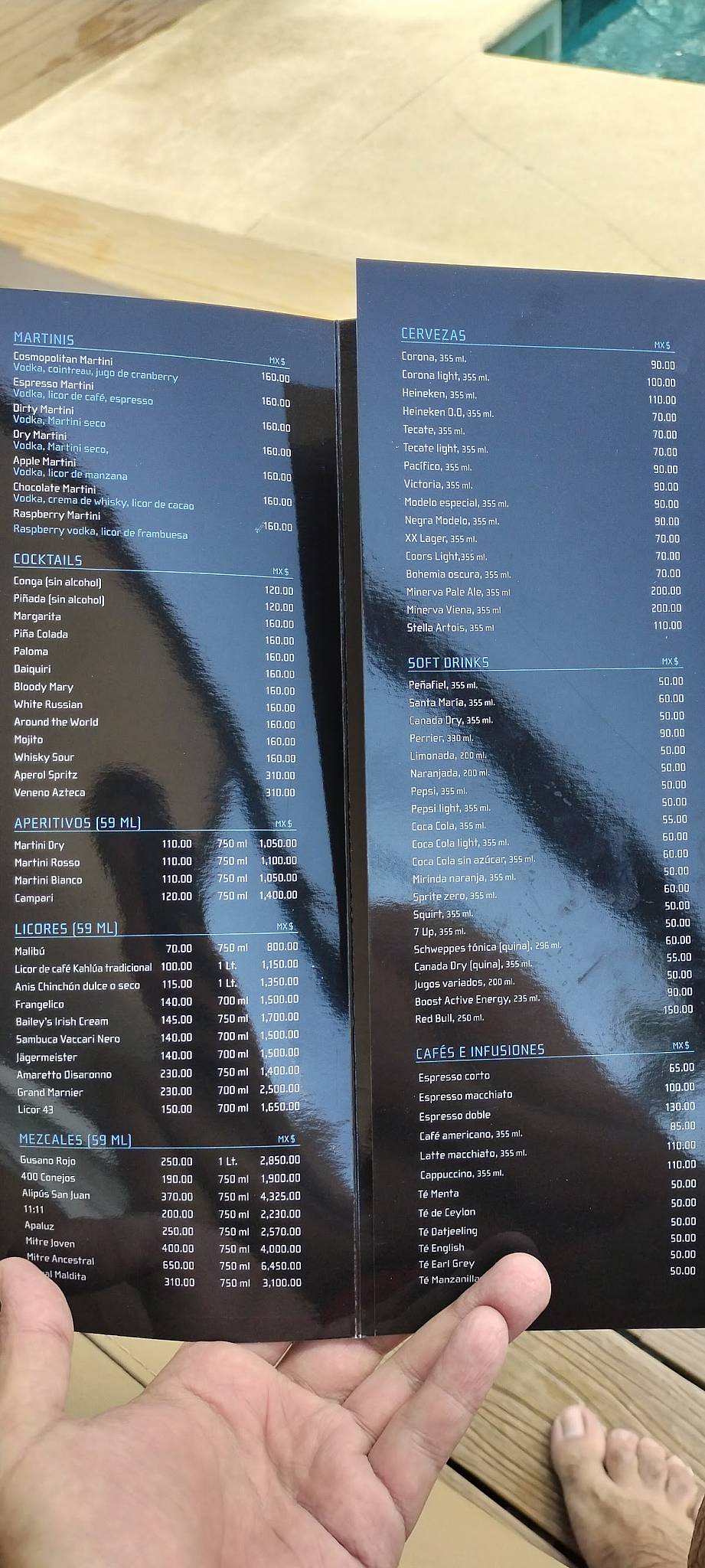 Carta del pub y bar 360° Riu Rooftop Guadalajara, Guadalajara