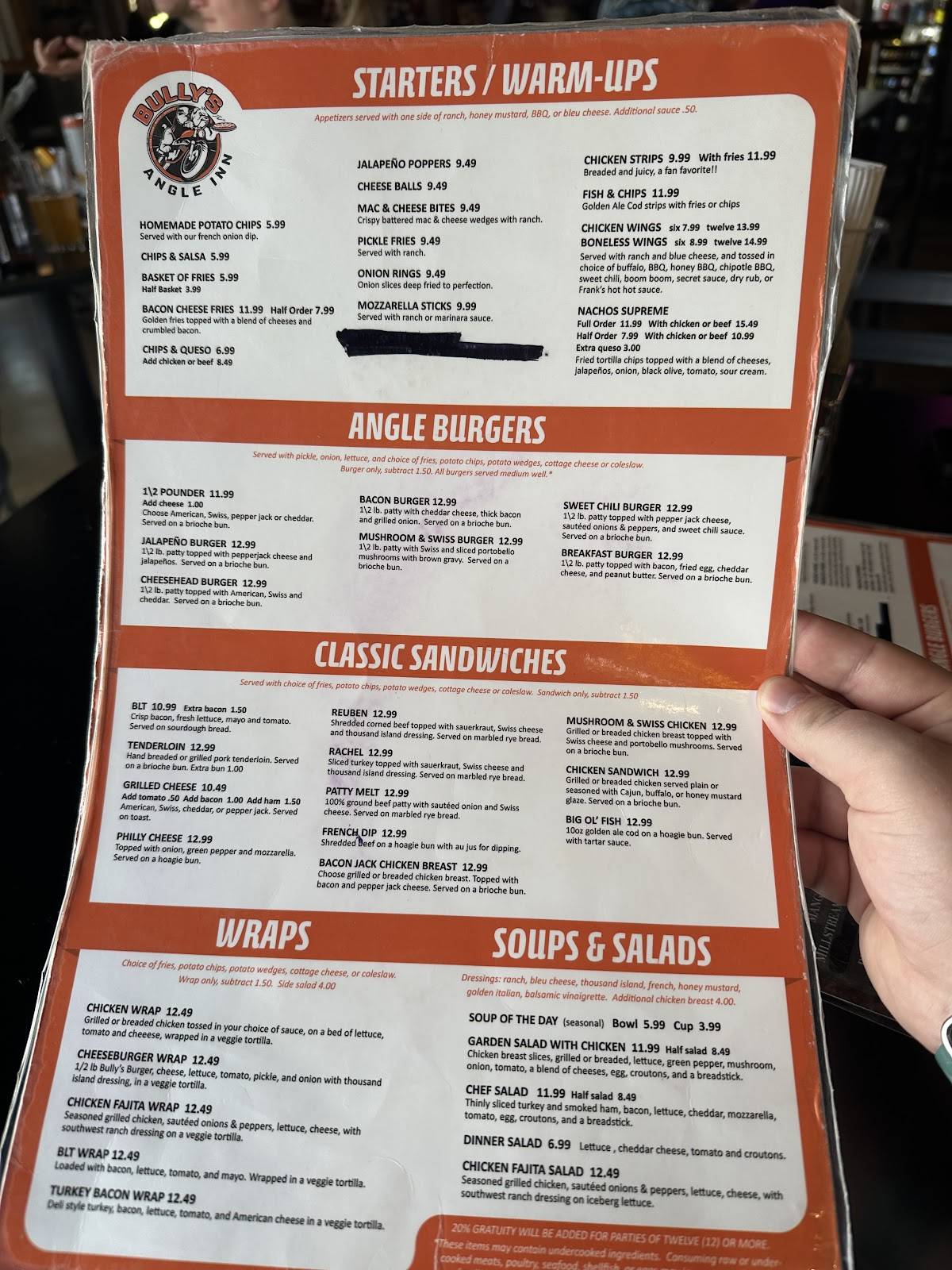 Menu at Angle Inn pub & bar, Walford