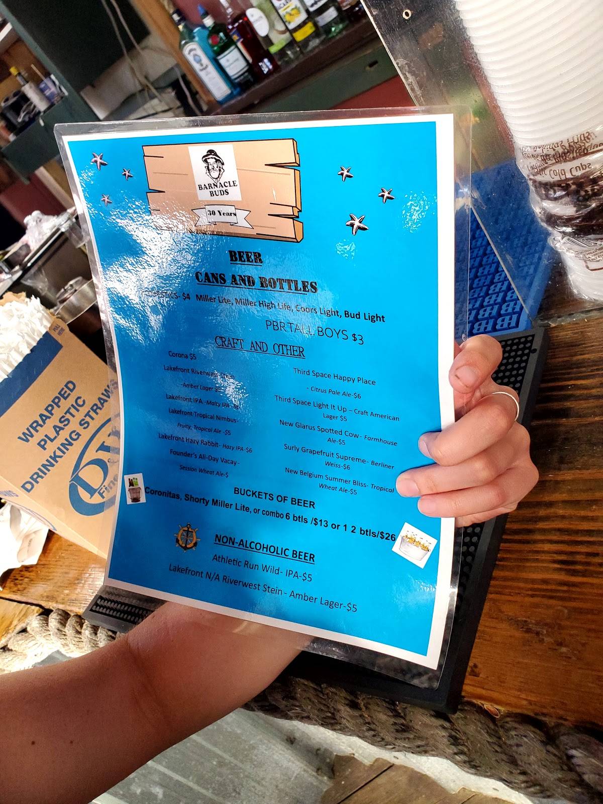 Menu at Barnacle Bud's, Milwaukee