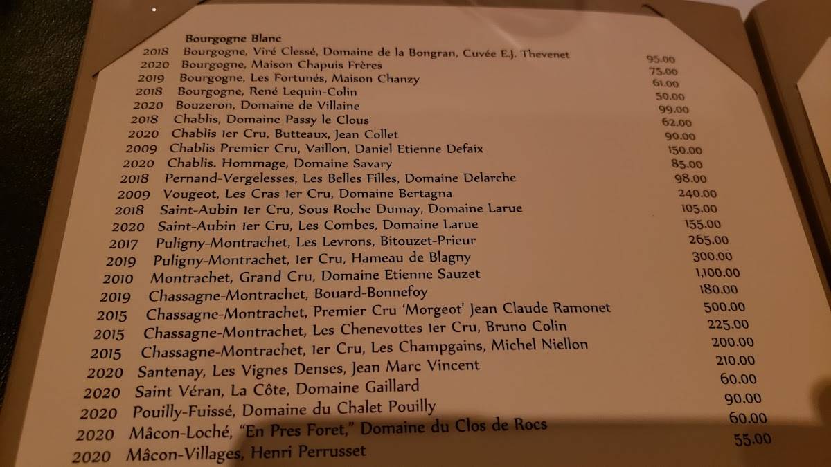 Menu at Bayona pub & bar, New Orleans