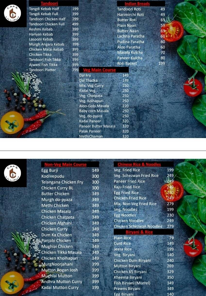 Menu at Cafe Lilliput Kitchen & Restro Bar, Hyderabad