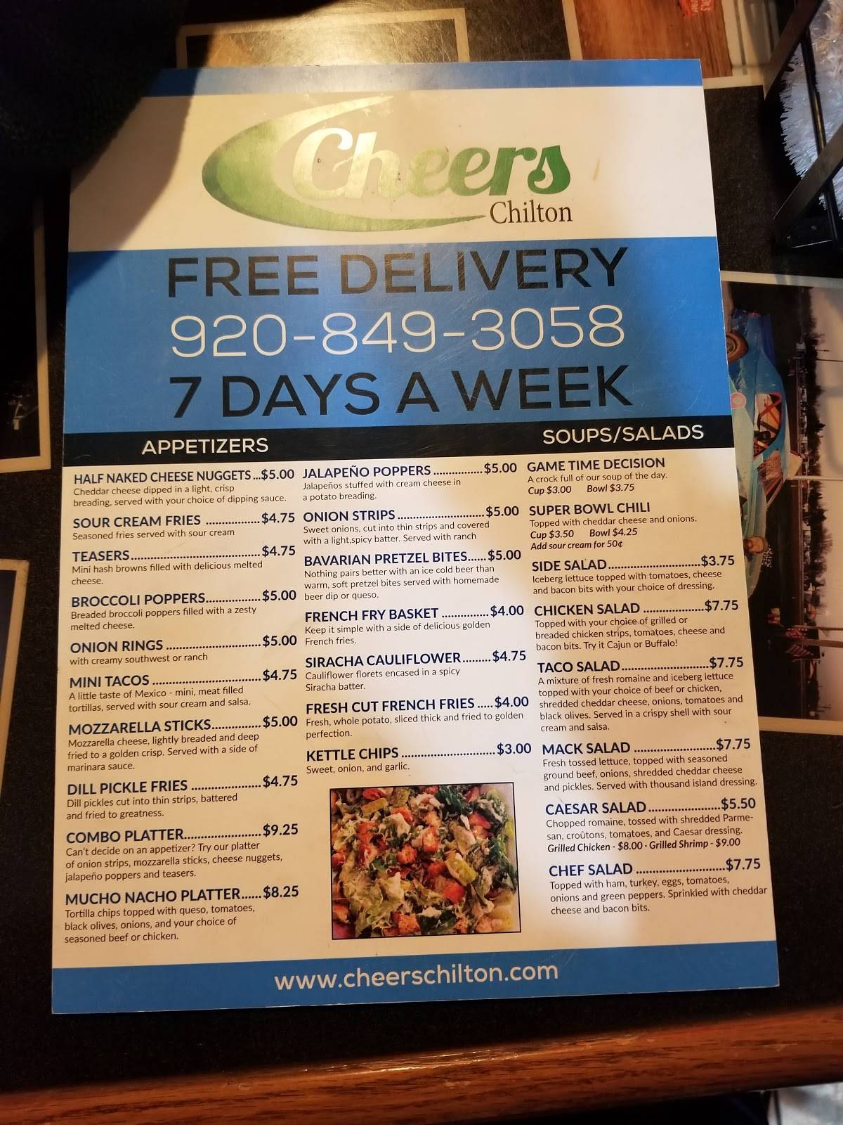 Menu at Cheers pub & bar, Chilton