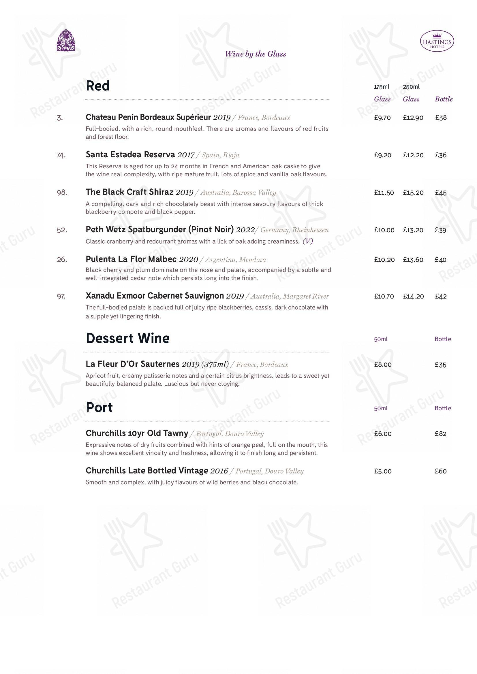 Menu at Cultra Inn pub & bar, Holywood, Culloden Estate and Spa