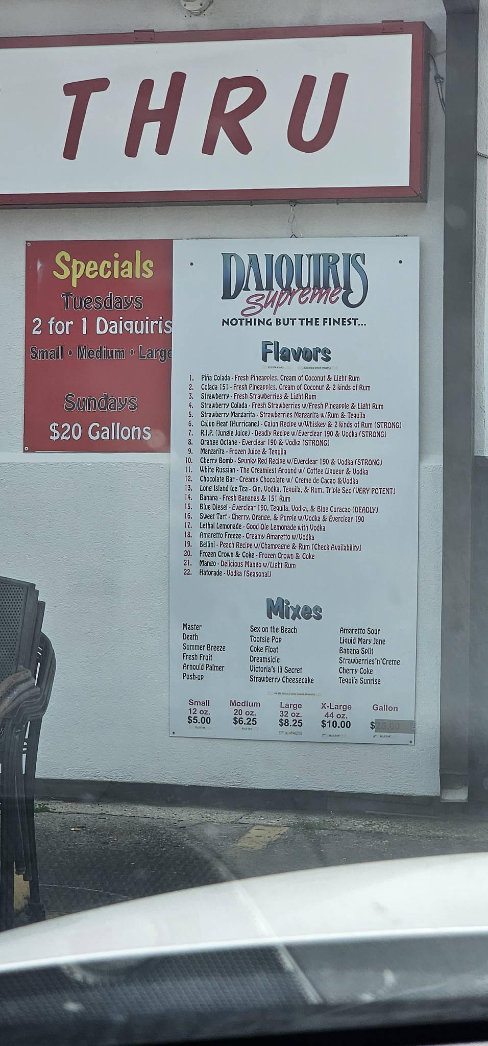 Menu at Daiquiris Supreme pub & bar, Lafayette, Johnston St