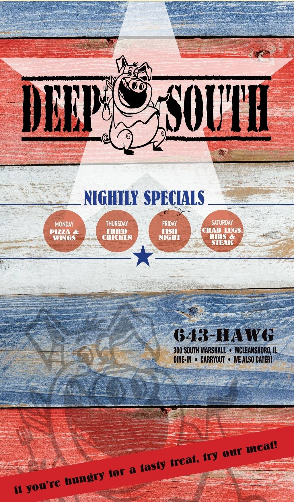 Menu at Deep South pub & bar, McLeansboro