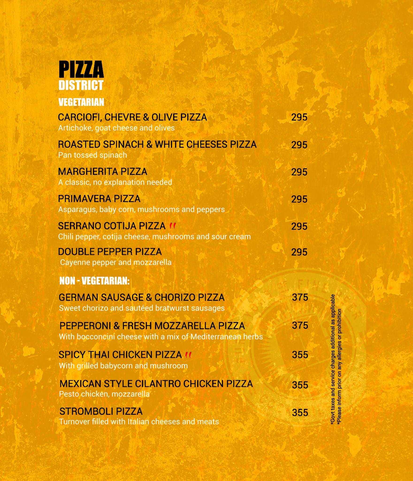 Menu at District 6, Bengaluru