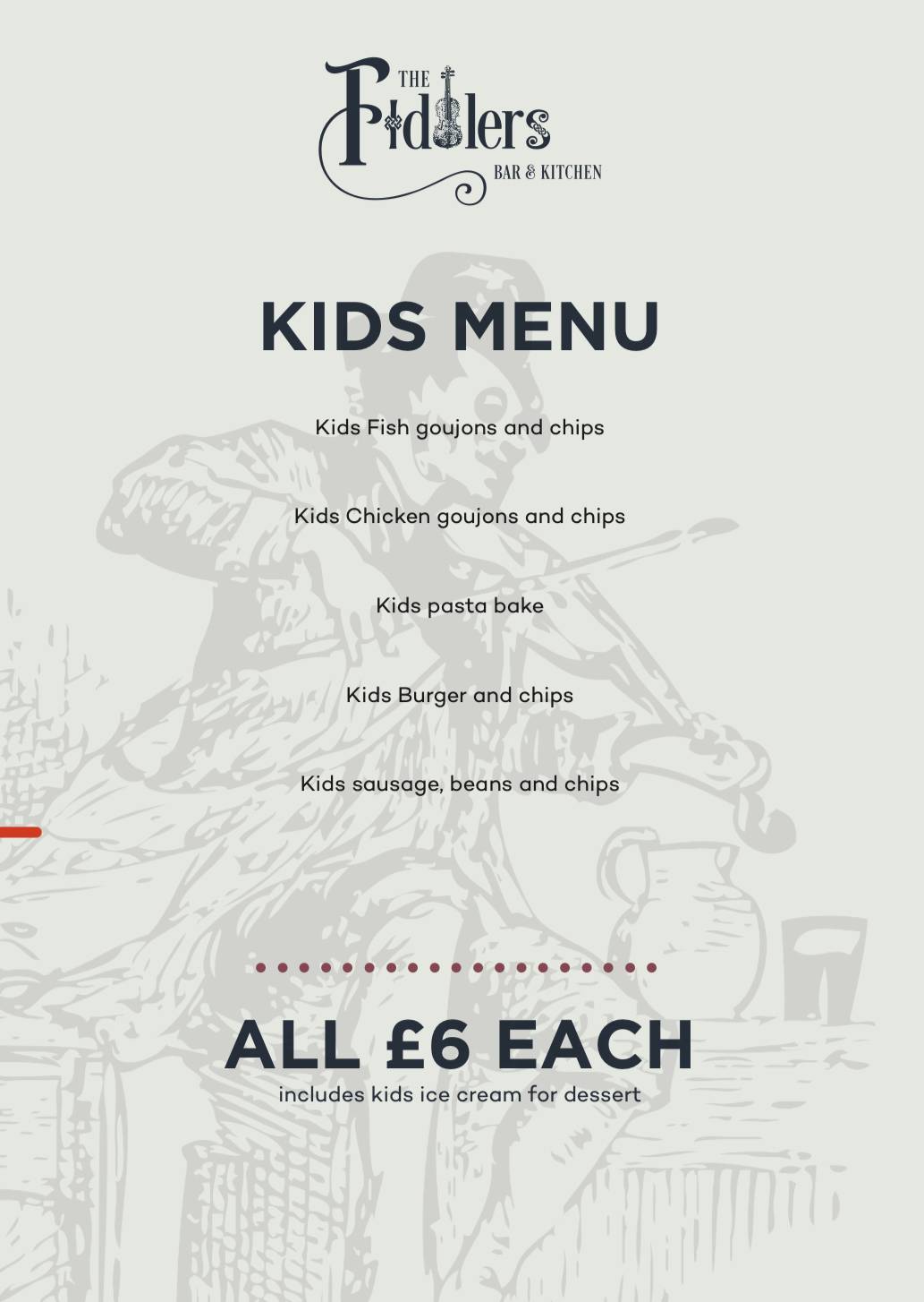 Menu at Fiddlers Inn pub & bar, Crumlin