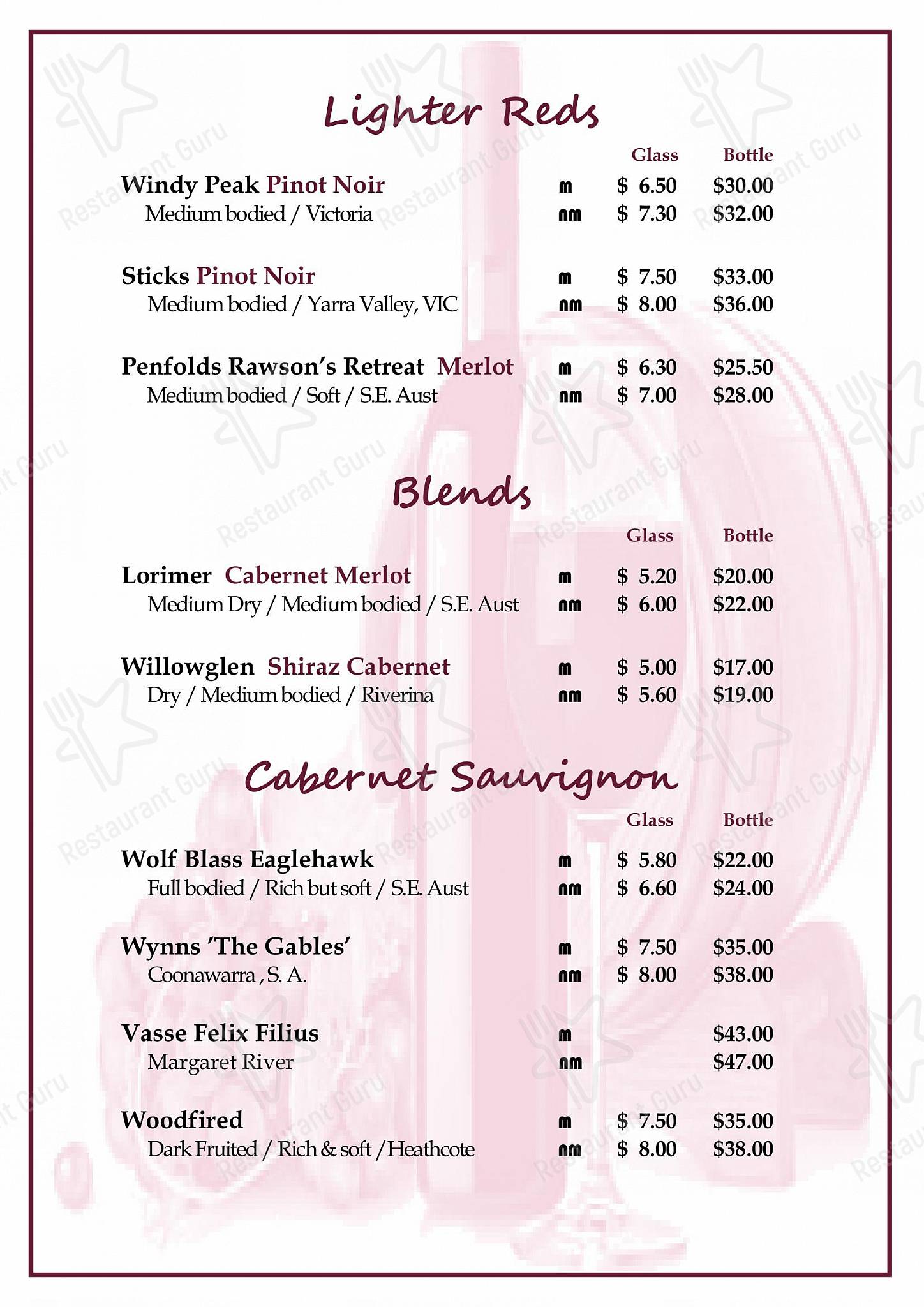 Menu at Greensborough RSL pub & bar, Greensborough