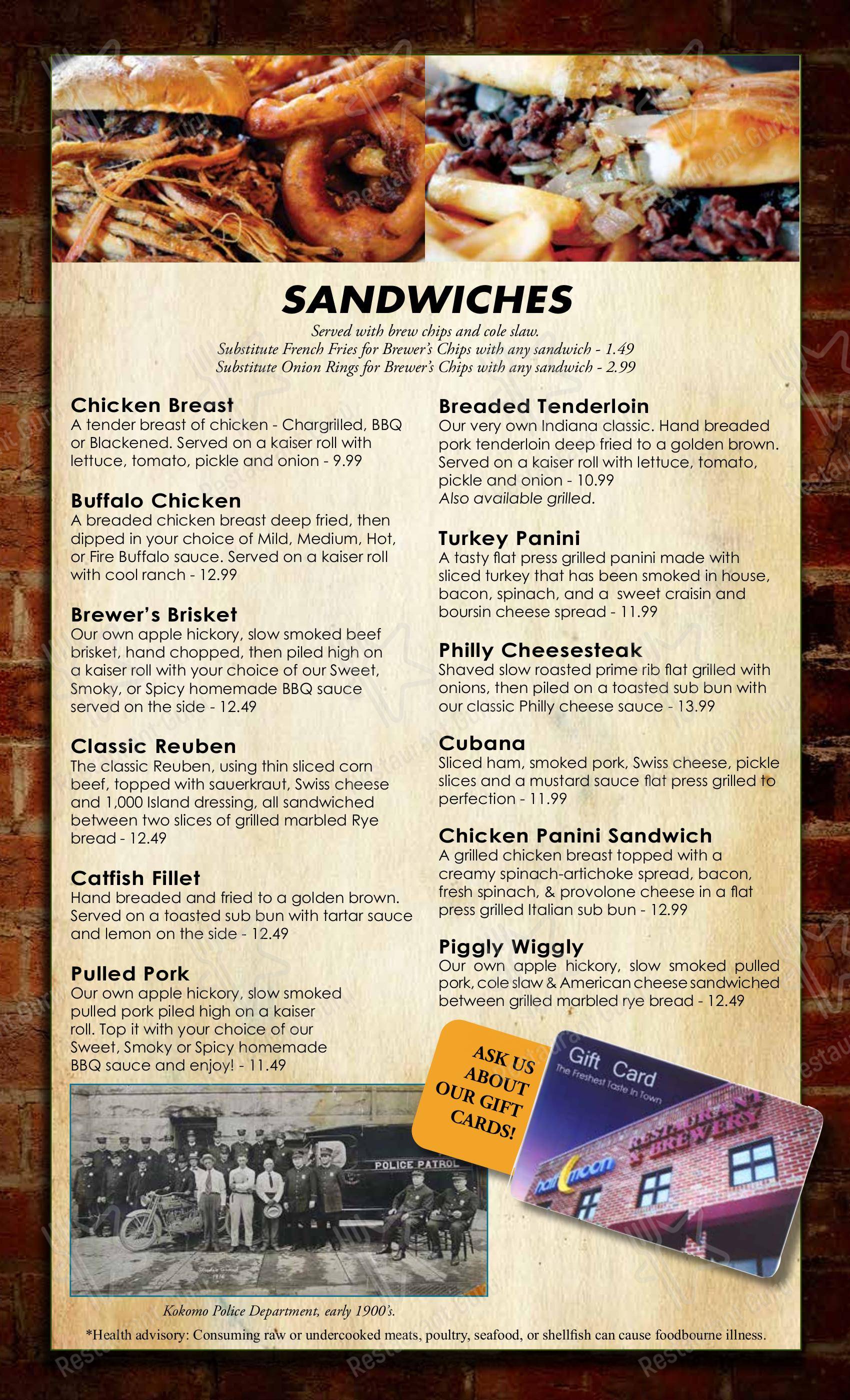 Menu at Half Moon Restaurant & Brewery, Kokomo